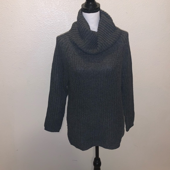 Active USA | Sweaters | Active Usa Grey Knit Crochet Cowl Neck Sweater ...
